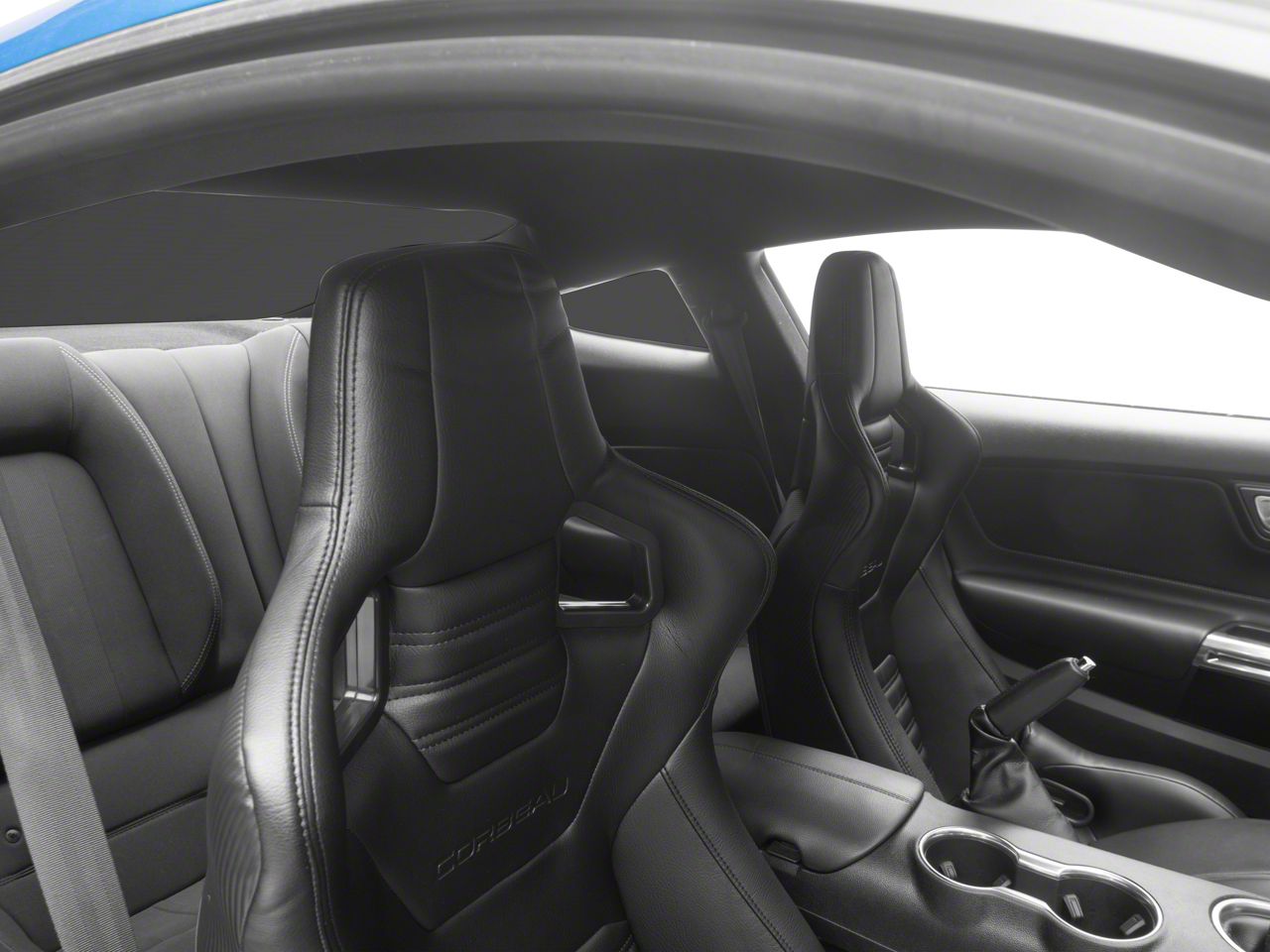 Corbeau Mustang Sportline RRB Reclining Seats; Black Vinyl/Carbon Vinyl ...