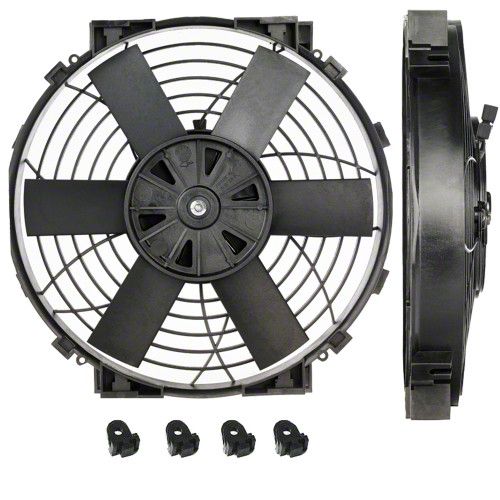 Corvette 10-Inch Slimline Thermatic Electric Fan; 12-Volt (Universal ...