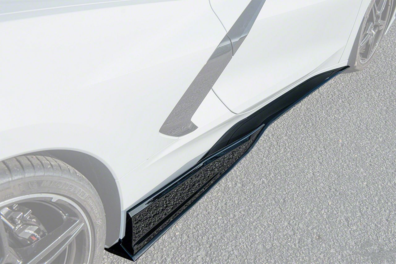 Corvette 3VM Side Skirt Rocker Panels; Gloss Black (20-26 Corvette C8 ...