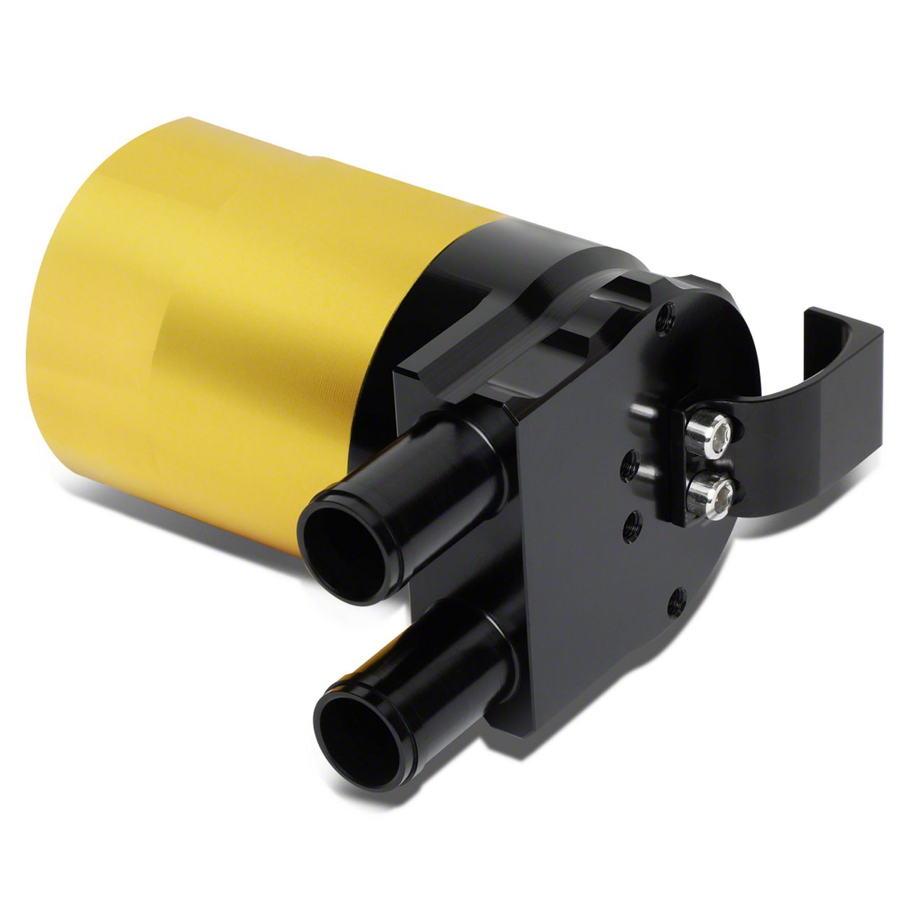Corvette Aluminum Oil Catch Can with Baffle; Black/Gold (Universal ...