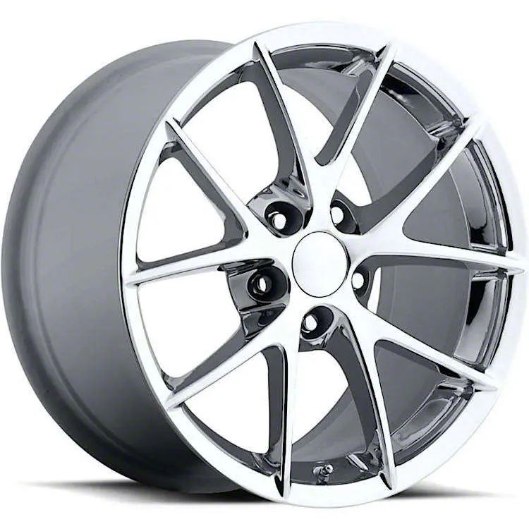 Corvette C6 Z06 Spyder Replica Chrome Wheel; Front Only; 18x8.5; 56mm ...
