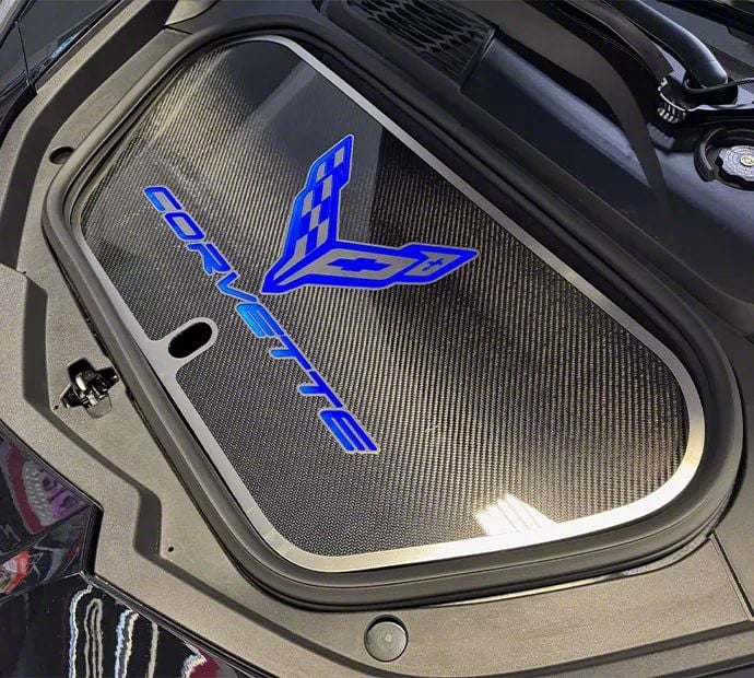 Corvette Carbon Fiber/Brushed Frunk Trunk Cover with Black Carbon Fiber ...