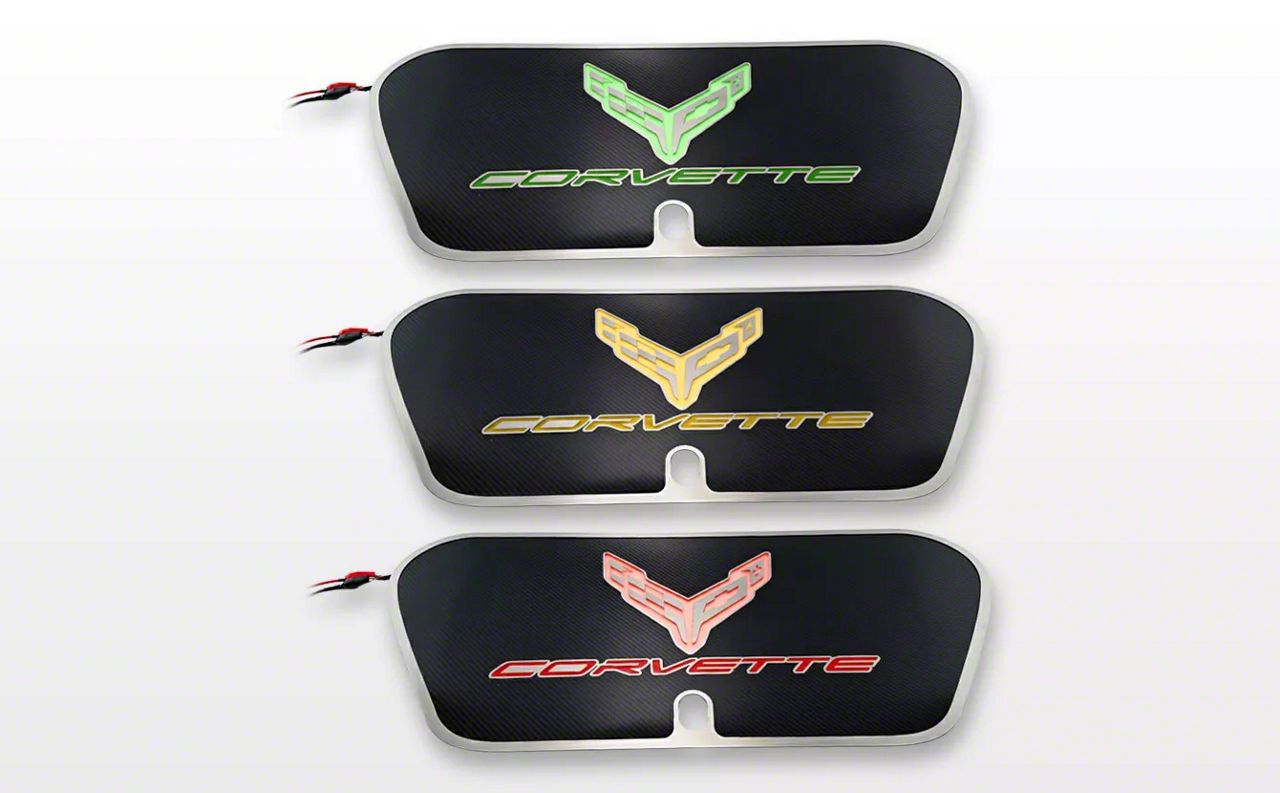 Corvette Carbon Fiber/Brushed Frunk Trunk Cover with Red Carbon Fiber ...