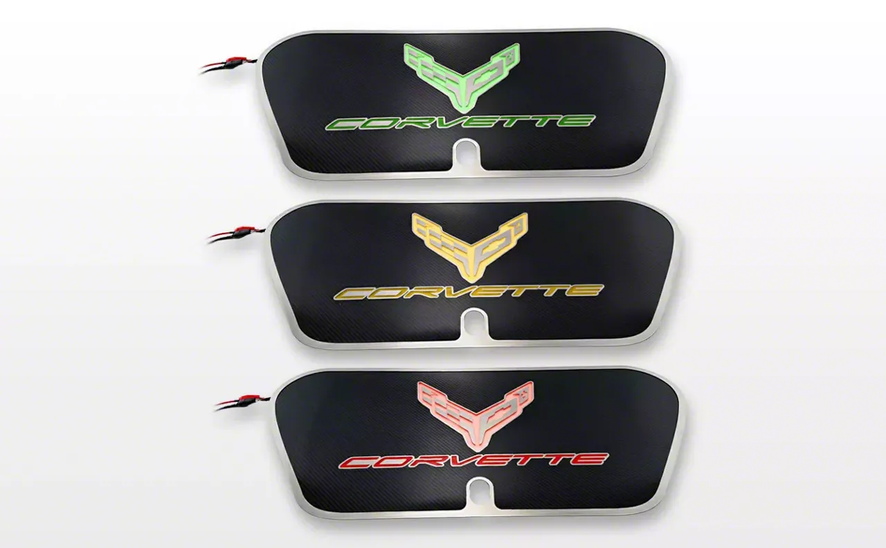 Corvette Carbon Fiber/Brushed Frunk Trunk Cover with Yellow Carbon ...