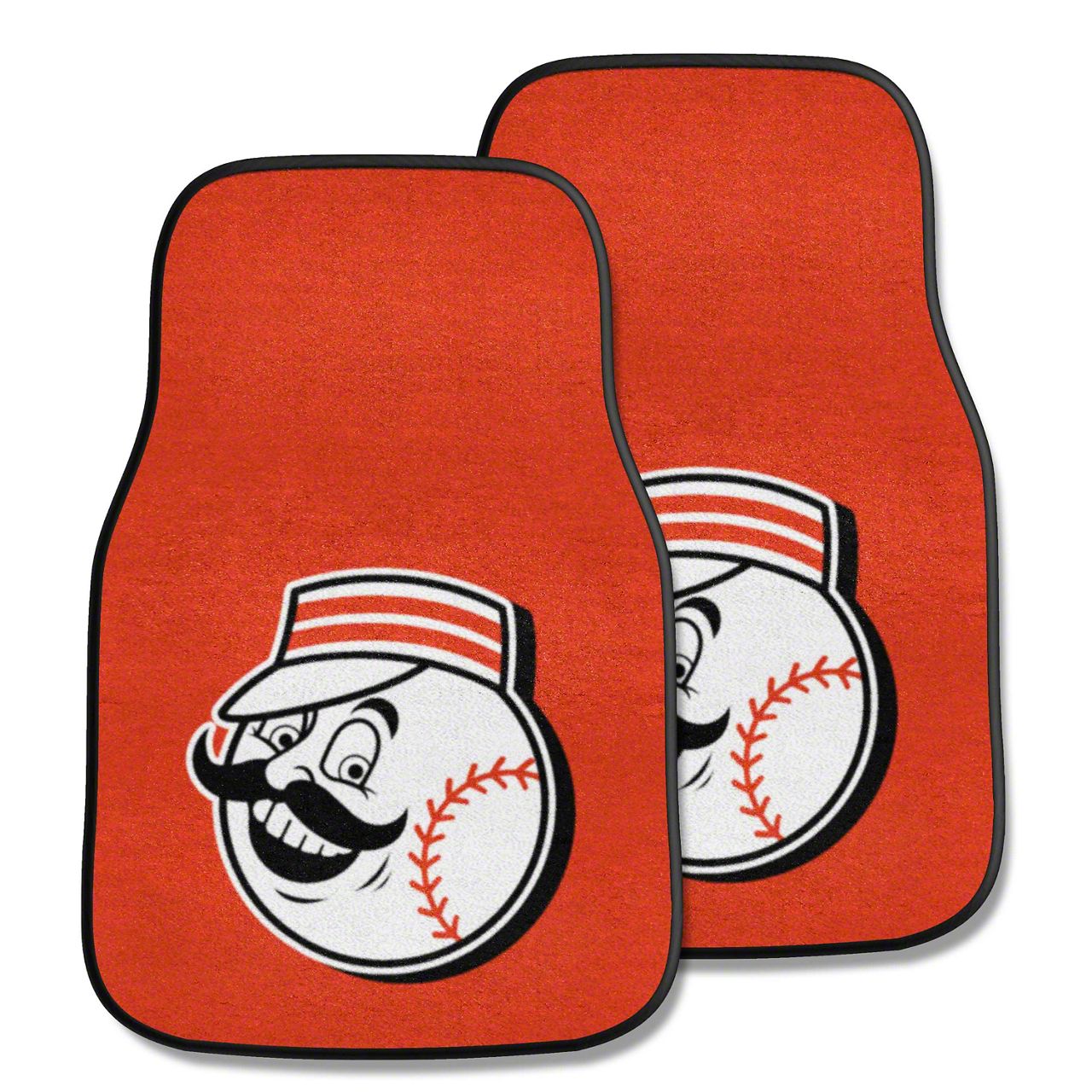 Corvette Carpet Front Floor Mats with Cincinnati Reds Logo; Red ...