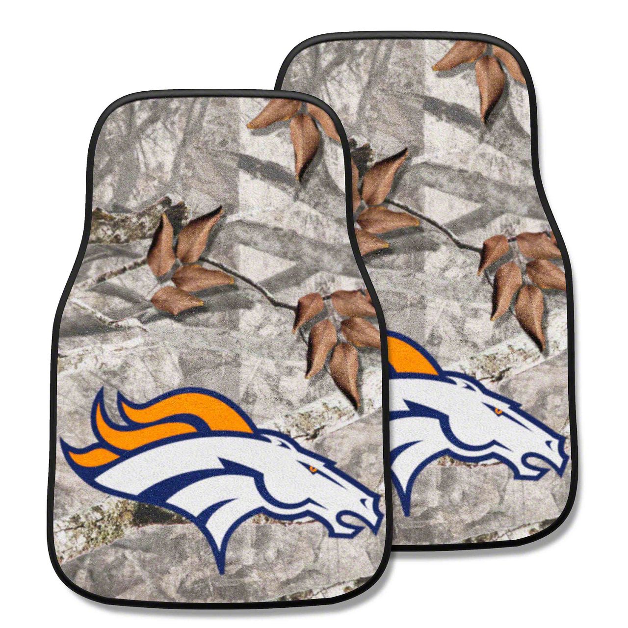 Corvette Carpet Front Floor Mats with Denver Broncos Logo; Camo ...
