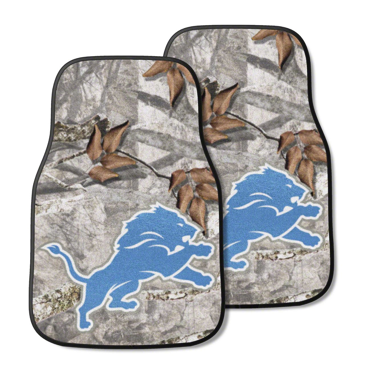Corvette Carpet Front Floor Mats with Detroit Lions Logo; Camo ...