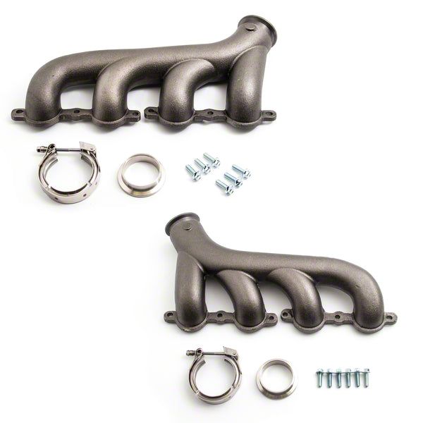 Corvette Cast Iron Exhaust Manifolds with V-Band Clamps; Raw (02-12 ...