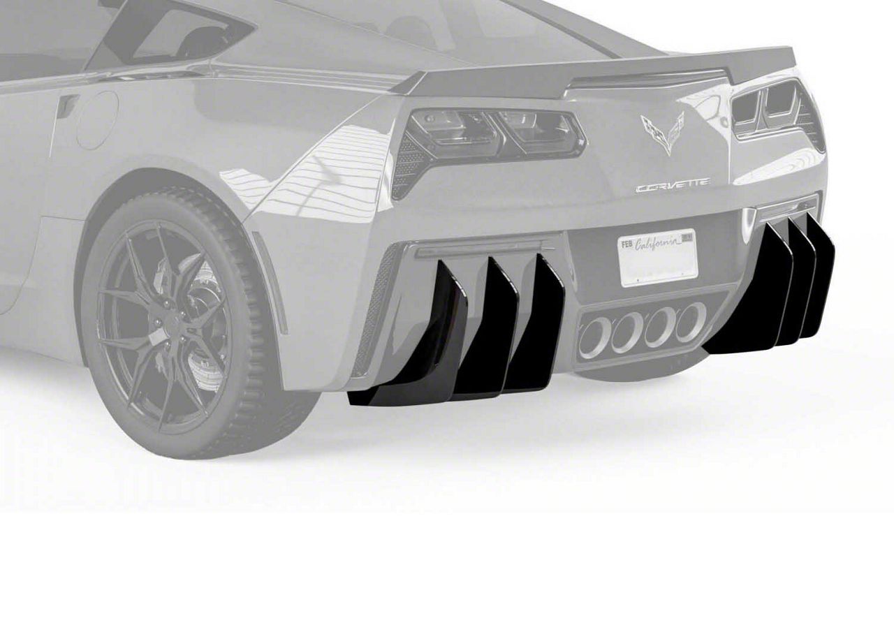 Corvette Centa Rear Diffuser Add-on Fins; Matte Black (14-19 Corvette ...