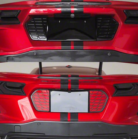 Corvette Closed Cross Hatch Rear License Plate Frame; Carbon Flash (20 ...