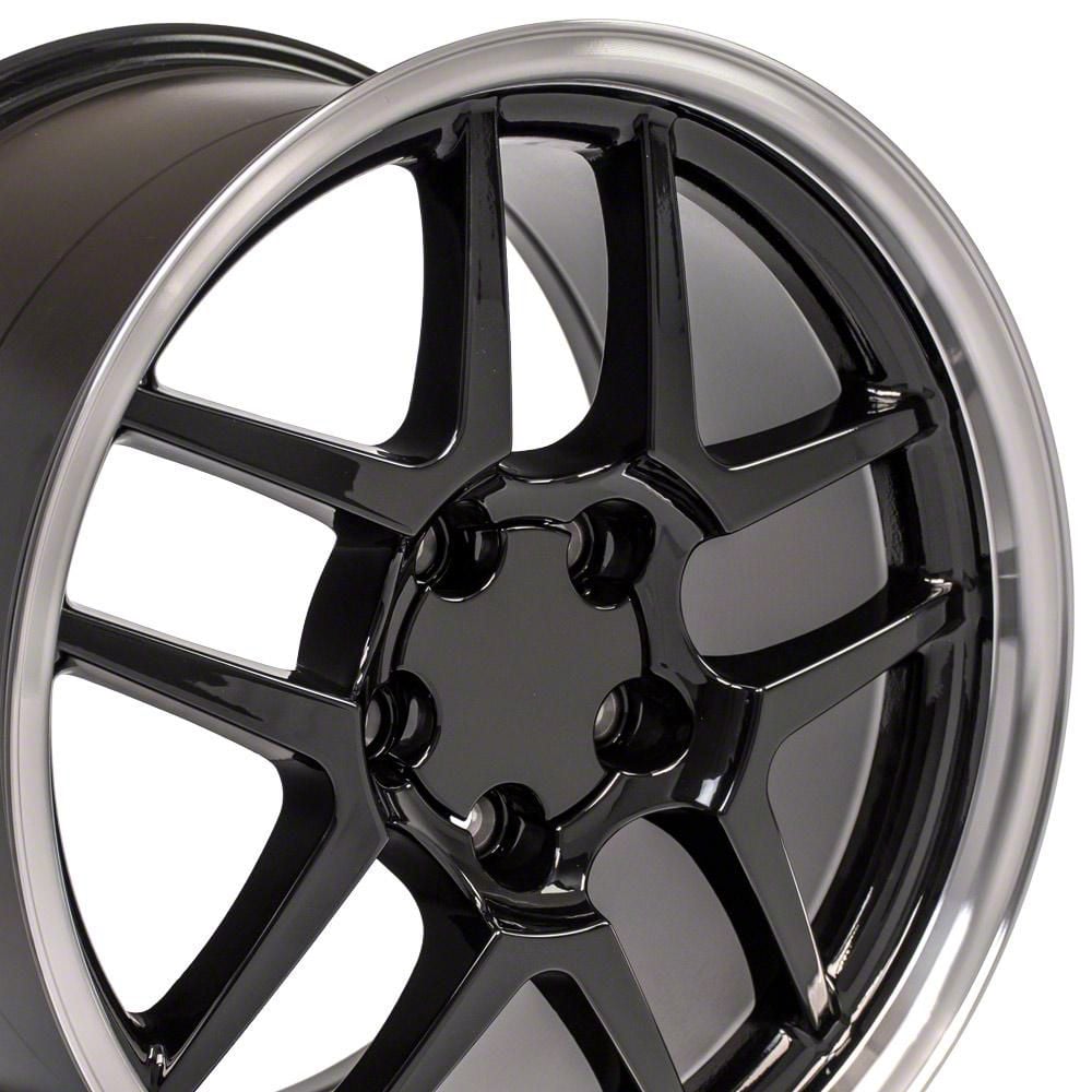 Corvette CV04 Black with Machined Lip Wheel; Rear Only; 18x10.5; 56mm ...