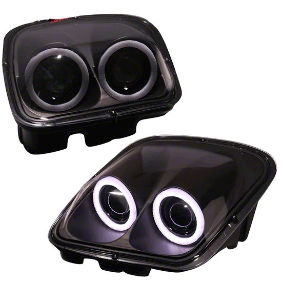 Corvette Dual LED Halo Projector Headlights; Black Housing; Clear Lens ...