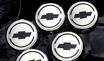 Corvette Engine Caps with Bowtie Logo; Brushed Black (97-13 Corvette C5 ...