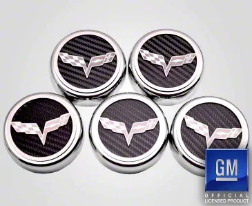 Corvette Engine Caps with Crossed Flags Logo; Red Carbon Fiber (05-13 ...