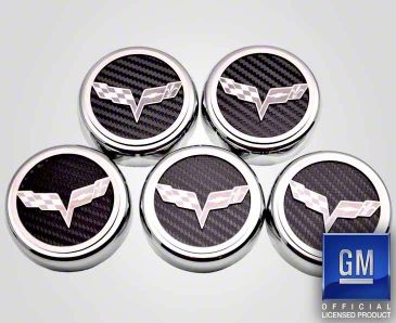 Corvette Engine Caps with Crossed Flags Logo; Yellow Solid (05-13 ...