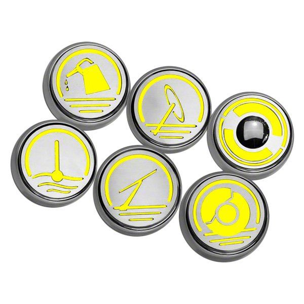 Corvette Executive Series Fluid Cap Covers; Solid Yellow (97-04 ...