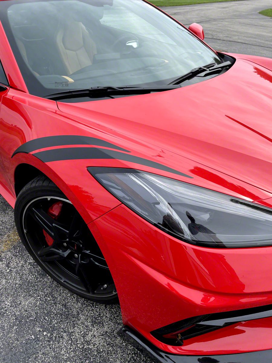 Corvette Fender Accent Hash Stripes; Red (20-26 Corvette C8) - Free ...