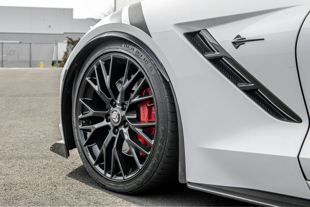 Corvette Front Fender Flare Wheel Trim; Carbon Flash Metallic (14-19 ...