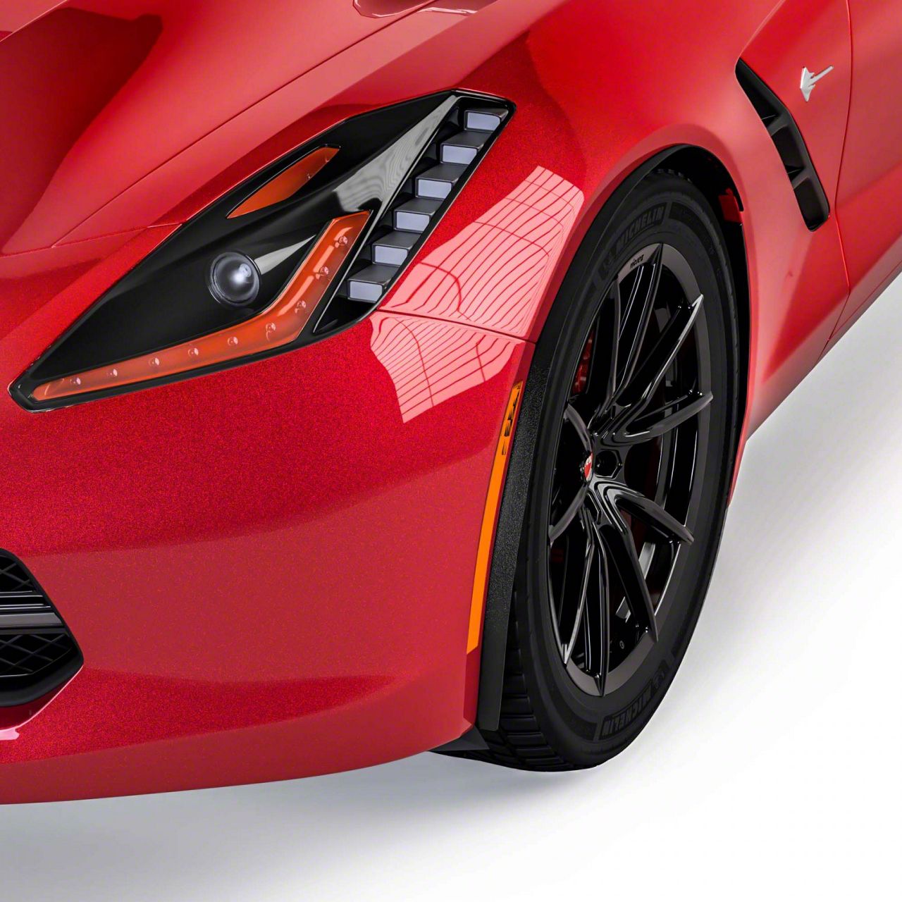 Corvette Front Fender Trim Molding Spats; Carbon Flash Metallic Vinyl ...