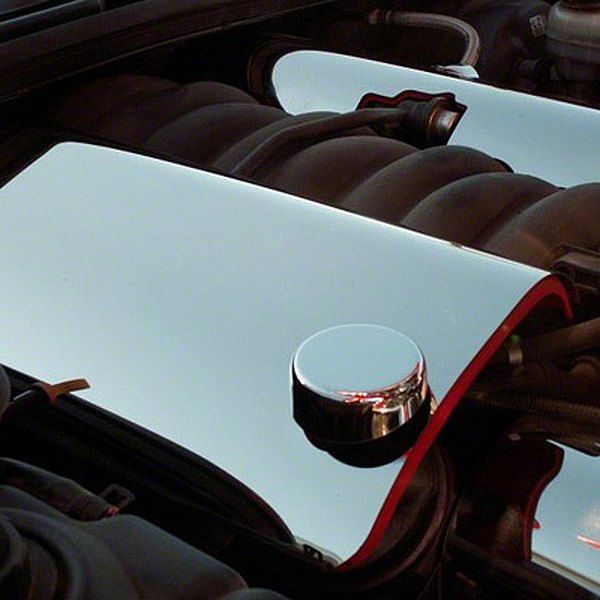 Corvette Fuel Rail Covers with Oil Cap Cover; Polished (97-98 Corvette ...