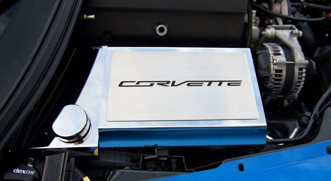 Corvette Fuse Box Cover with Corvette Lettering; Brushed Black (14-19 ...