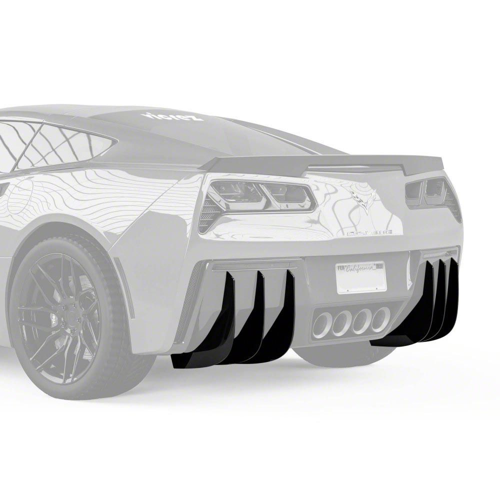 Corvette Genali Rear Diffuser Add-On; Gloss Carbon Fiber Vinyl (14-19 ...