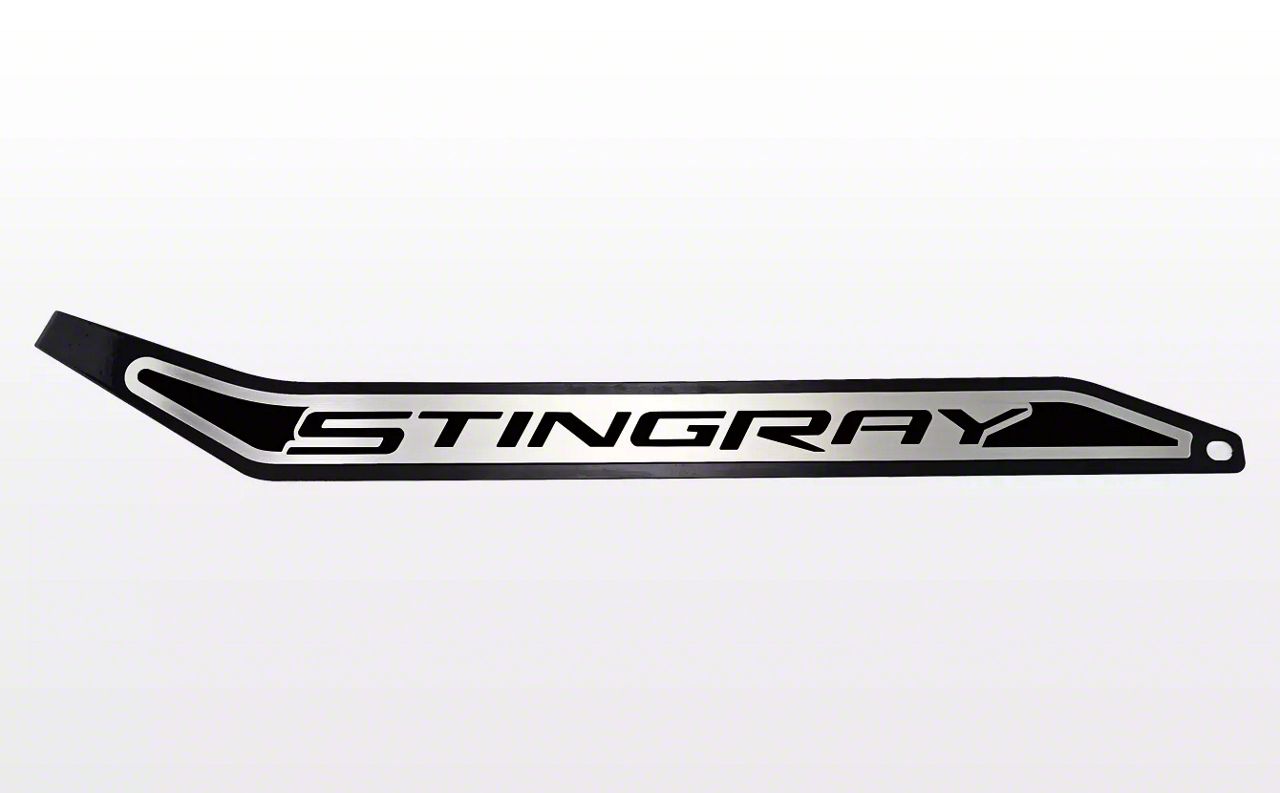 Corvette Gloss Black/Brushed Stainless Door Prop with Black Stingray ...