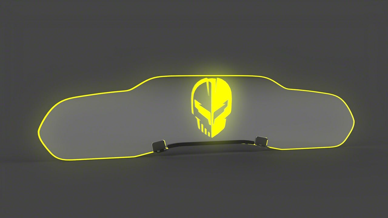 Corvette Glow Plate with Jake Skull over C8.R Logo; Clear; Amber/Yellow ...