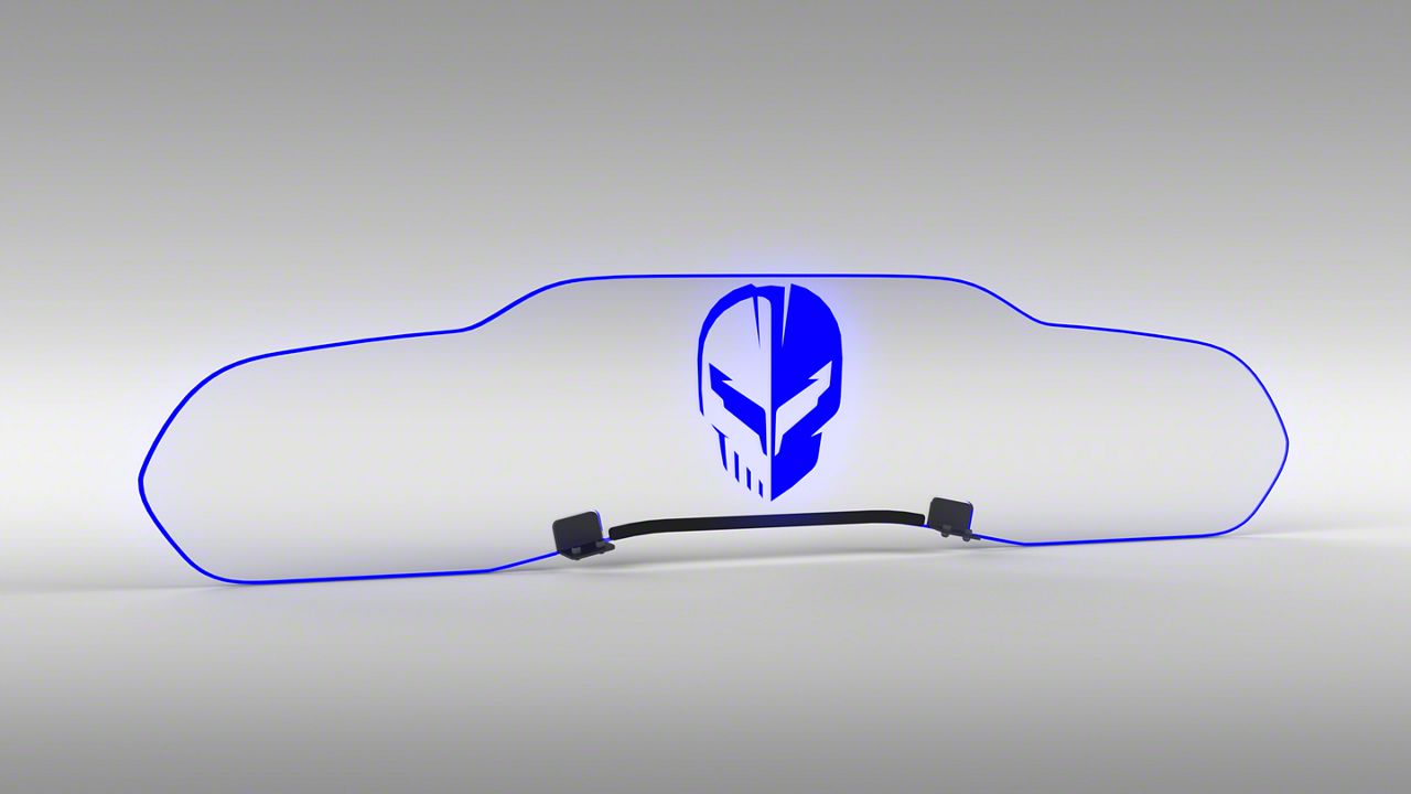 Corvette Glow Plate with Jake Skull over C8.R Logo; Clear; Blue ...