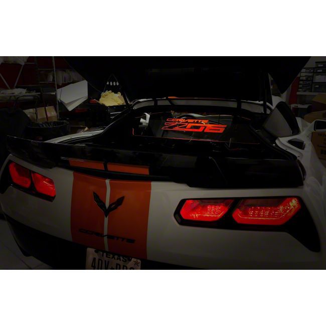 Corvette Glow Plate with Flag Emblem and Corvette Racing Logo; Clear ...