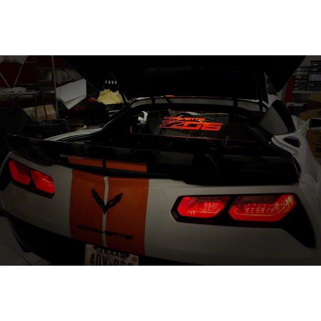 Corvette Glow Plate with Flag Emblem and Corvette Racing Logo; Clear ...