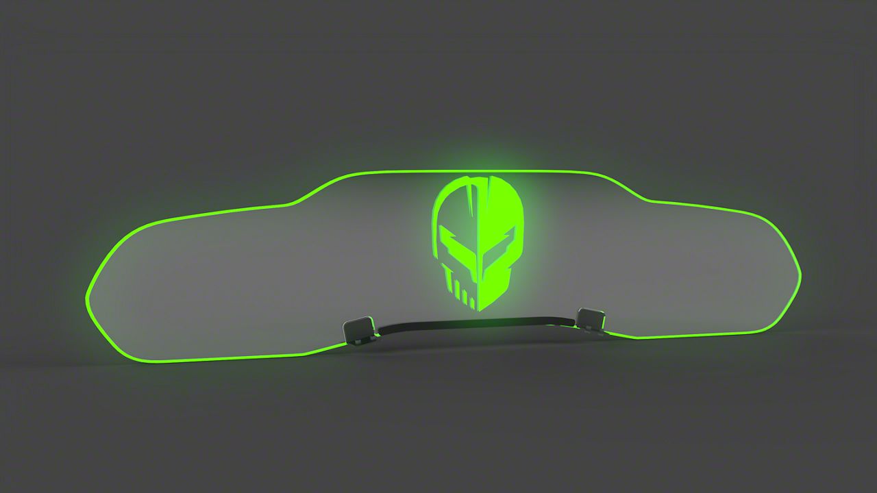 Corvette Glow Plate with Jake Skull over C8.R Logo; Clear; Green ...