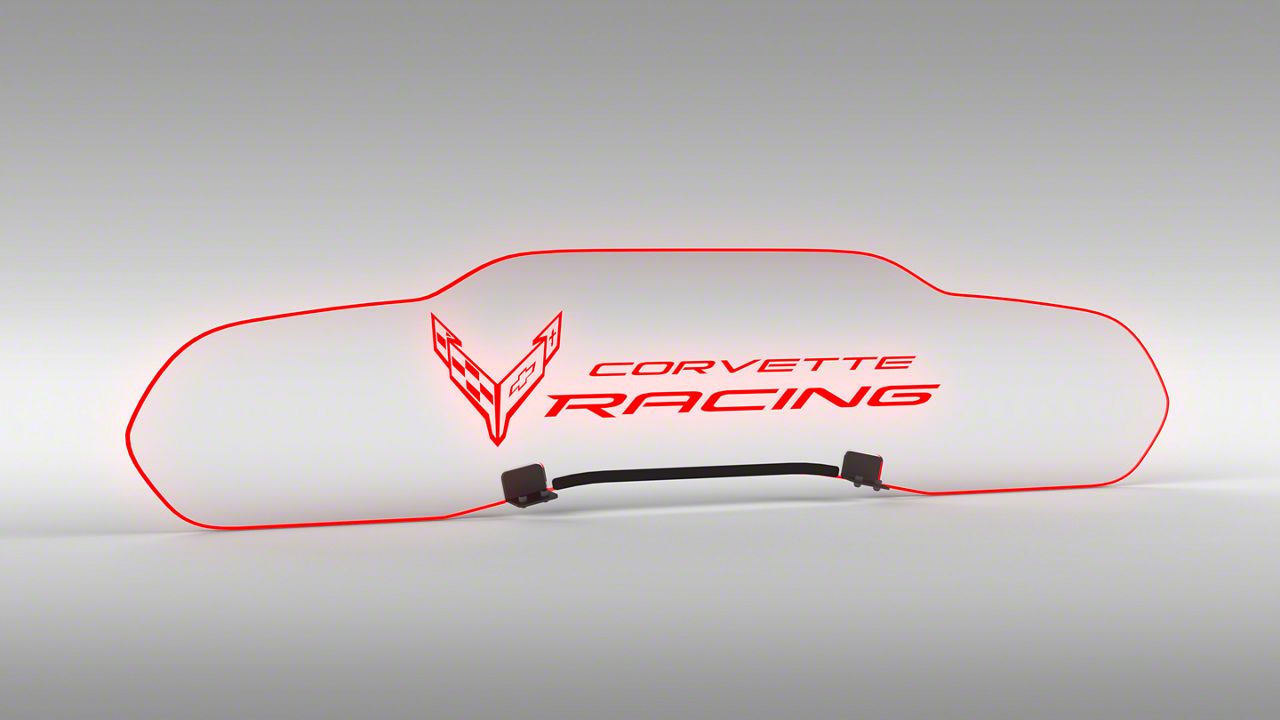 Corvette Glow Plate with Flag and Corvette Racing Logo; Clear; Red ...