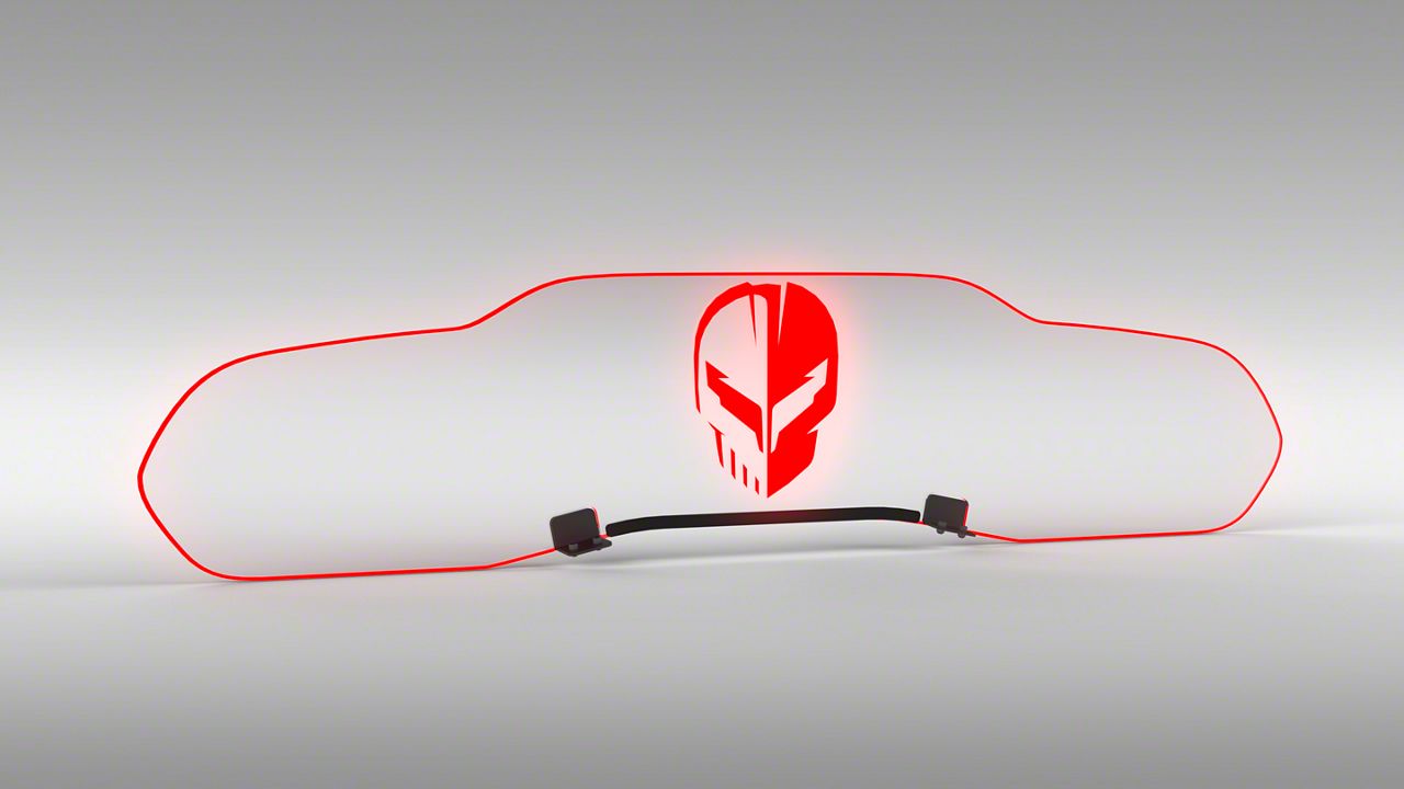 Corvette Glow Plate with Jake Skull over C8.R Logo; Clear; Red Lighting ...