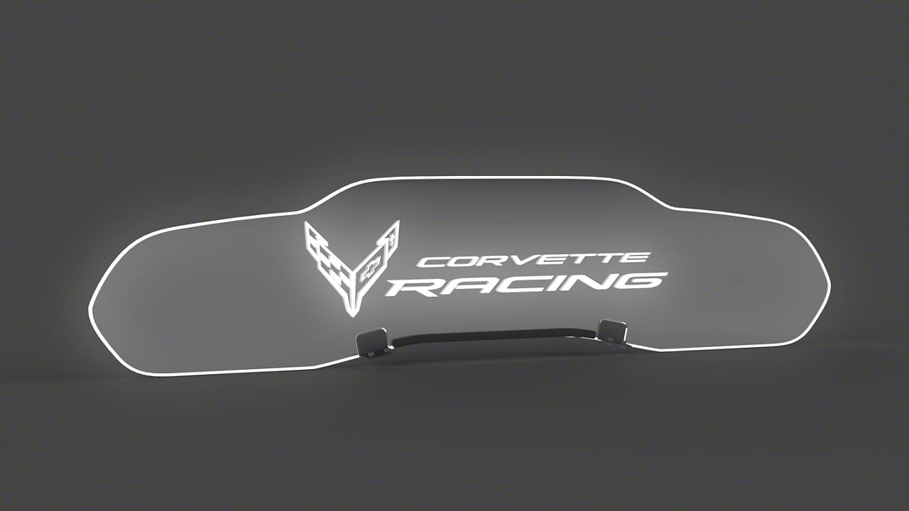 Corvette Glow Plate with Flag and Corvette Racing Logo; Clear; White ...