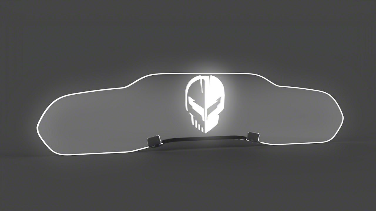 Corvette Glow Plate with Jake Skull over C8.R Logo; Clear; White ...