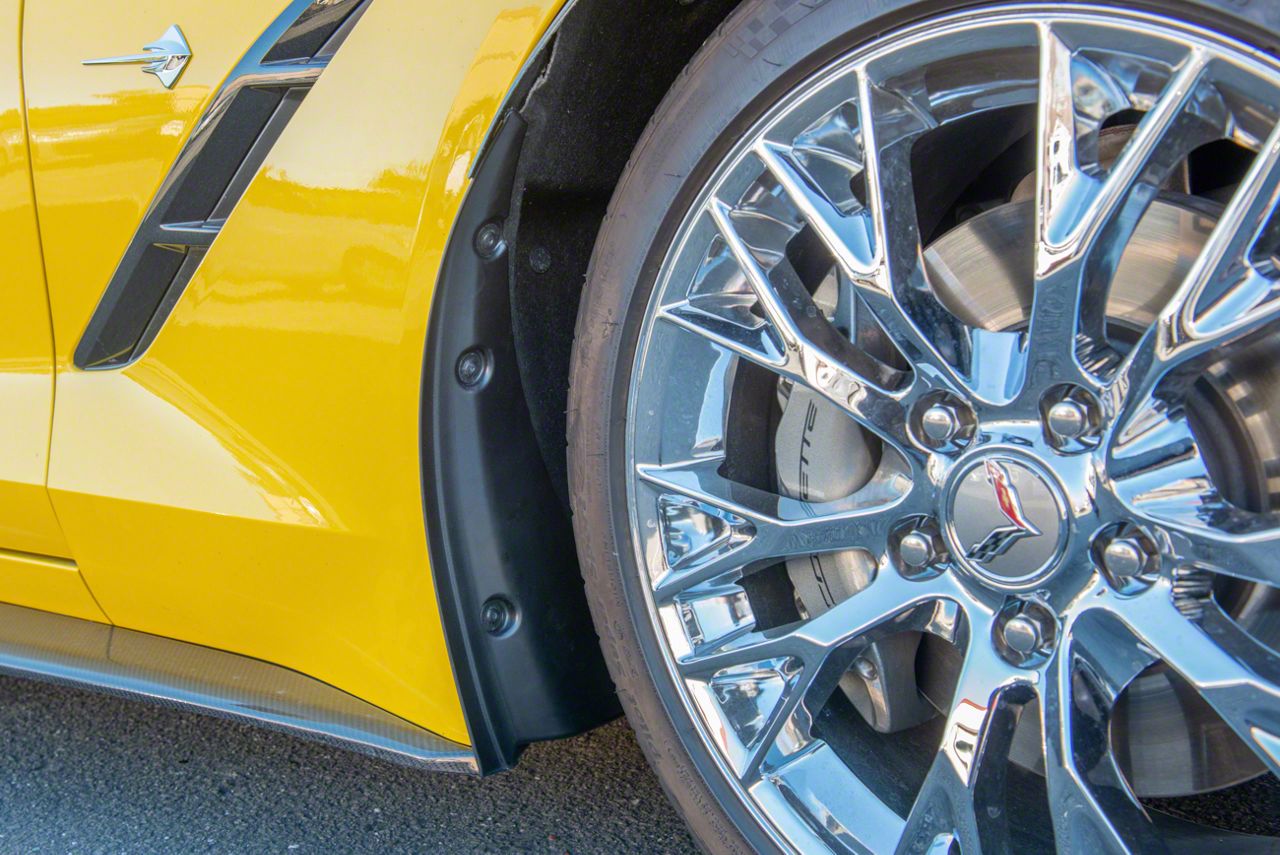 Corvette GM Enhanced Extended Package Front Splash Guards; Primer Black ...