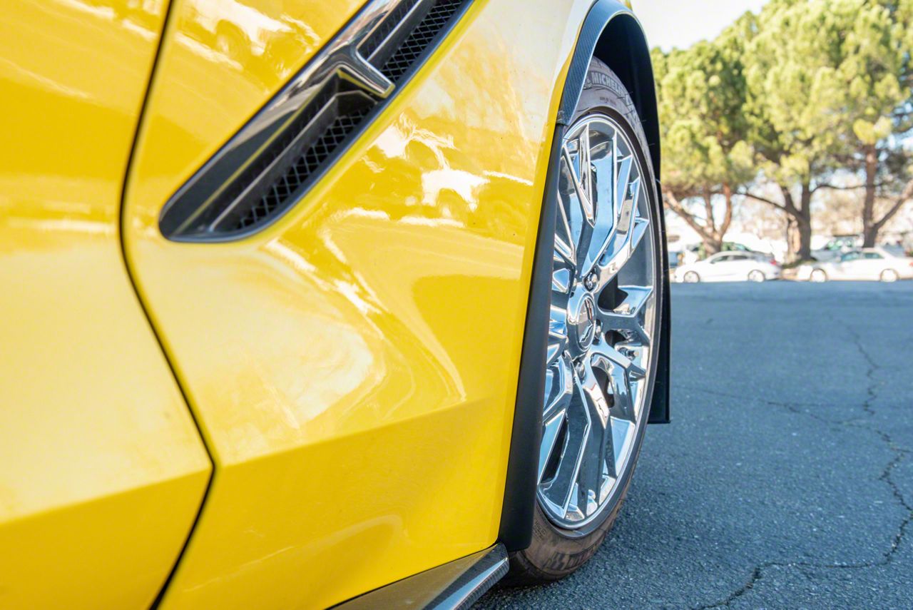 Corvette GM Enhanced Extended Package Front Splash Guards; Primer Black ...