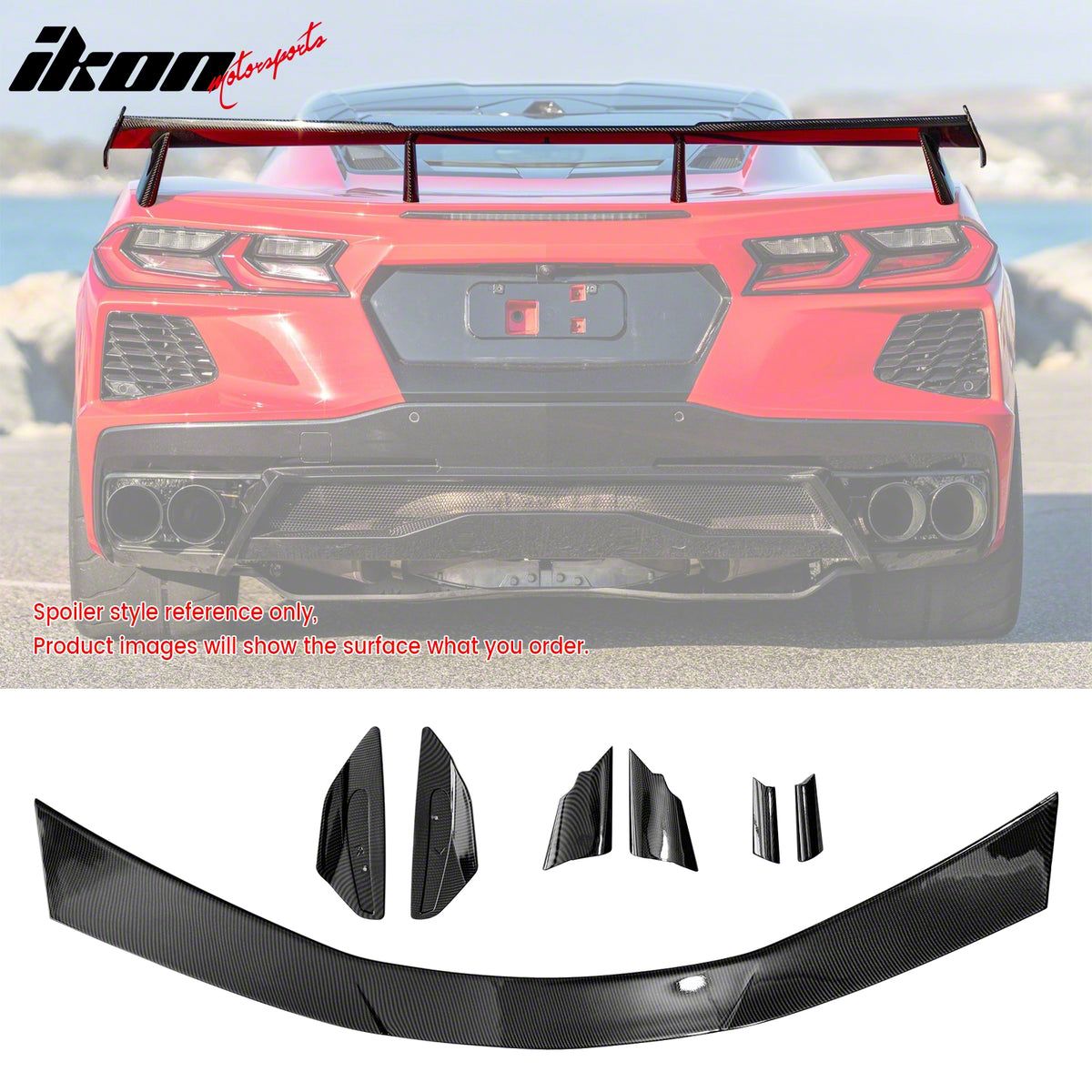 Corvette High Wing Rear Spoiler; Carbon Fiber Print (20-26 Corvette C8 ...