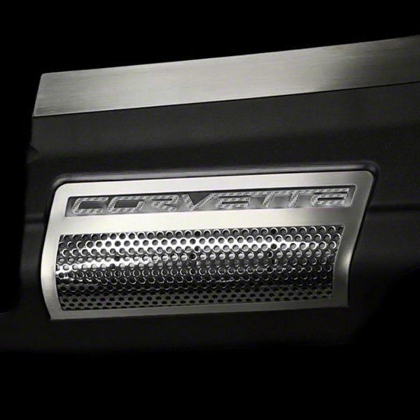 Corvette Illuminated Engine Shroud Side Inserts; Perforated Stainless ...