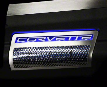 Corvette Illuminated Engine Shroud Side Inserts; Perforated Stainless ...
