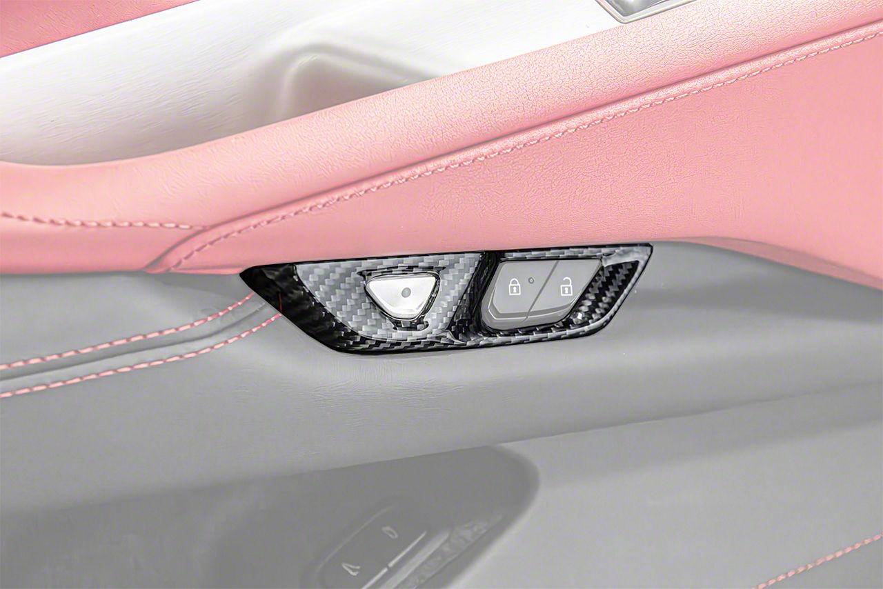 Corvette Interior Door Control Buttom Trim Cover; Carbon Fiber (20-25 ...