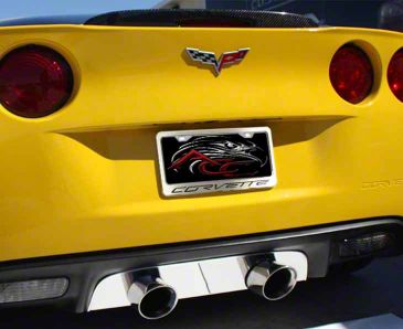 Corvette License Plate Frame with Corvette Inlay; Brushed Black (05-13 ...