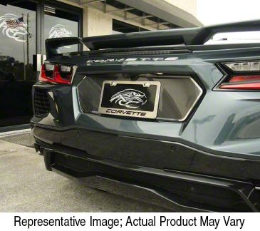 Corvette License Plate Frame with Corvette Logo; White Carbon Fiber ...