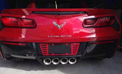 Corvette Louvered License Plate Frame with Caps; Crystal Red Metallic ...