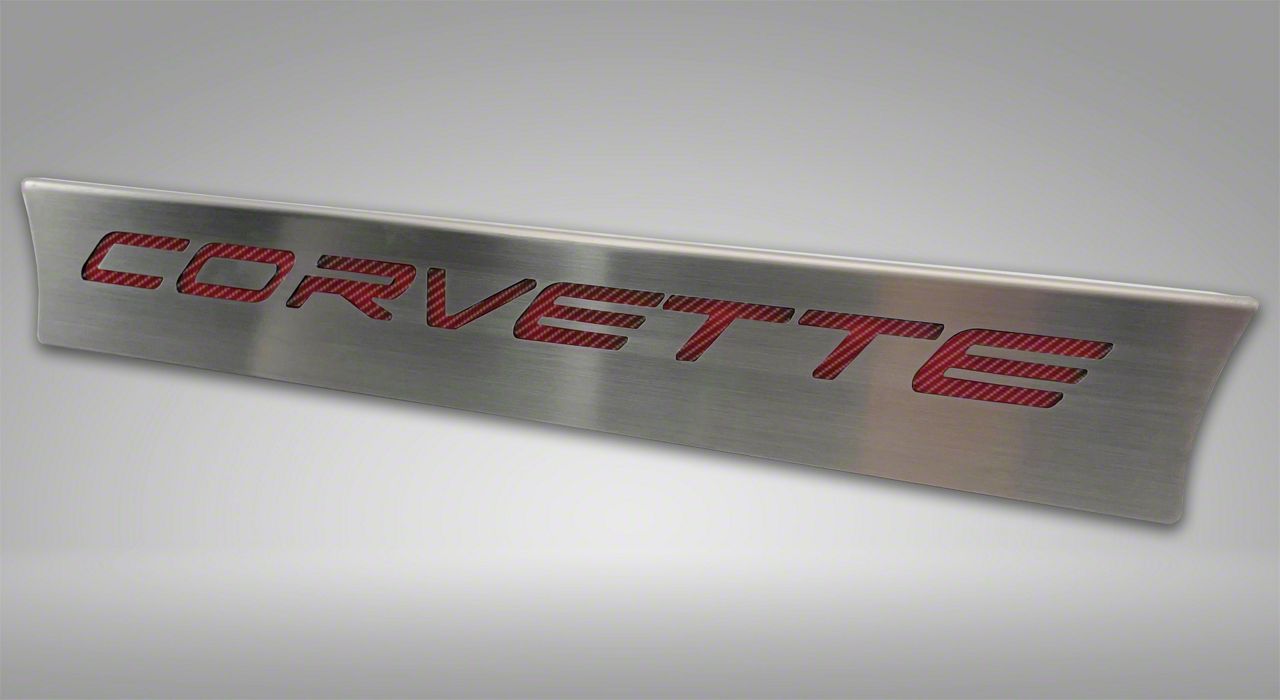 Corvette Lower Rear Window Accent with Corvette Lettering; Red Carbon ...