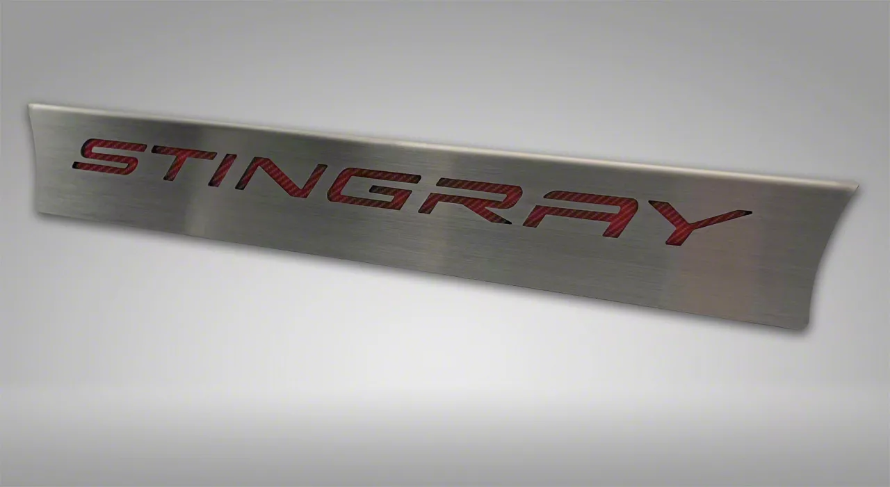 Corvette Lower Rear Window Accent with Stingray Lettering; Red Carbon ...