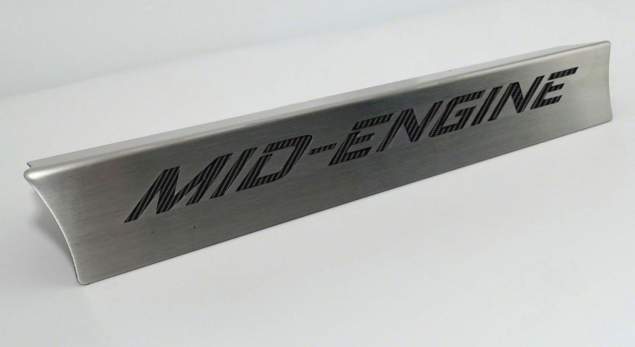 Corvette Lower Rear Window Frame with Mid Engine Logo Inlay; Stainless ...