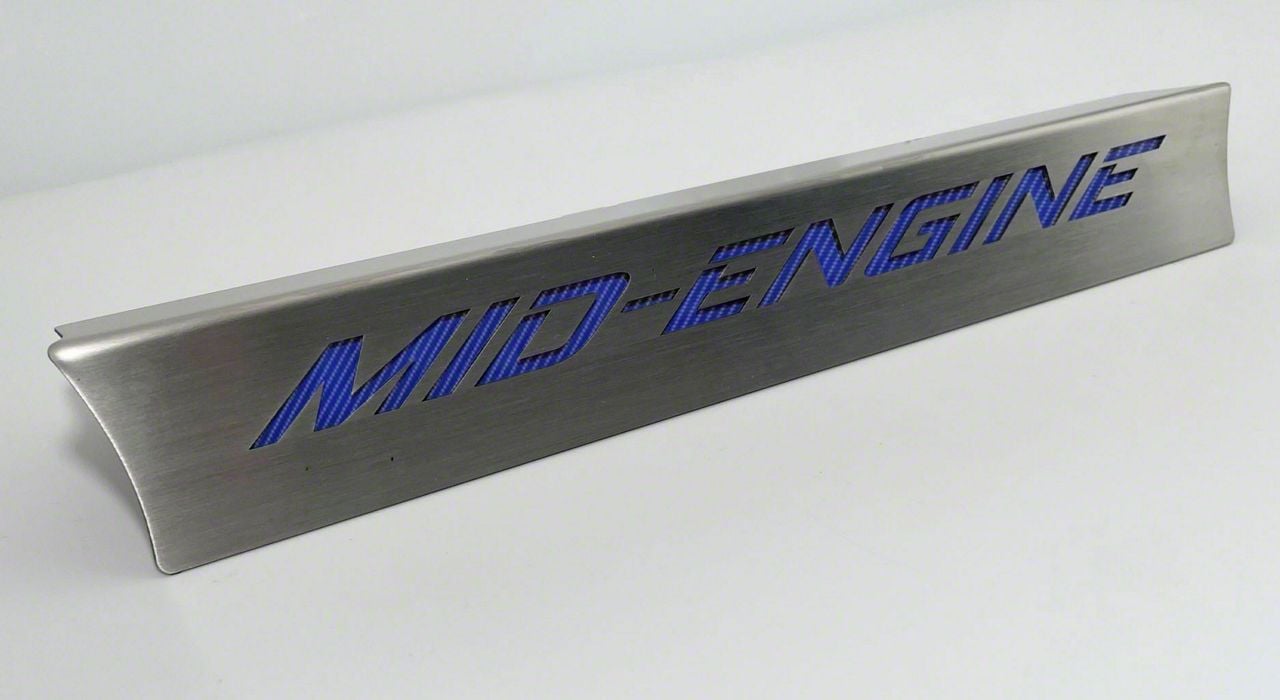 Corvette Lower Rear Window Frame with Mid Engine Logo Inlay; Stainless ...
