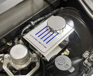 Corvette Master Cylinder Cover with Corvette Top Plate; Black Carbon ...